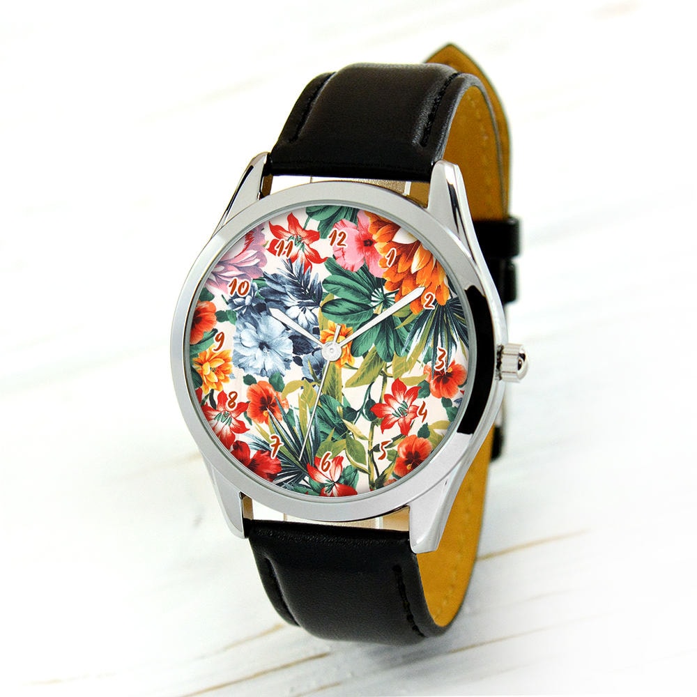 Tropical Flowers Watch Anniversary Gifts Cute Women | Etsy