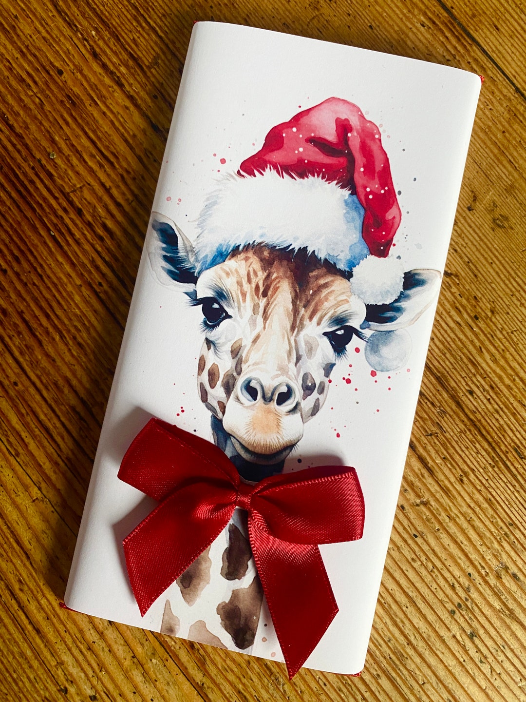 GIRAFFE Chocolate Bar With Red Bow 100g Milk Chocolate Add Personalised ...