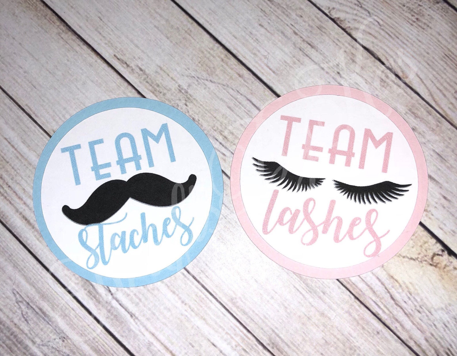 Team Lashes Or Team Staches Gender Reveal Pins Lashes Or Etsy
