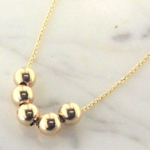 14kt Gold Round Beads / Gold Bead Necklace / Minimalist - Etsy