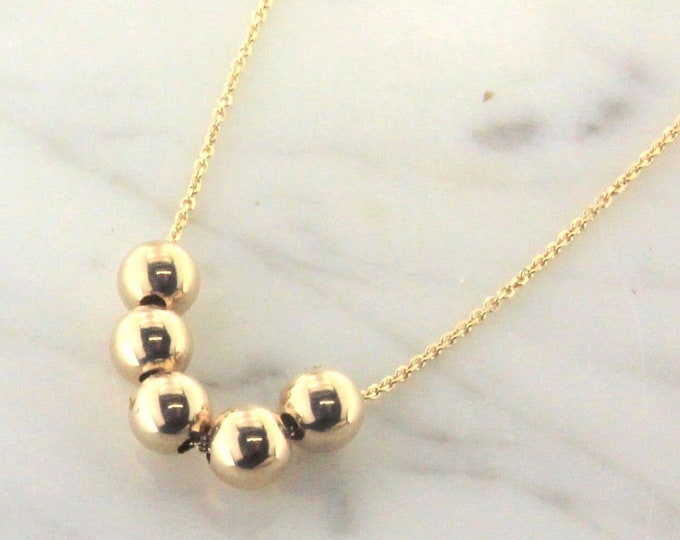 14kt Gold Round Beads / Gold Bead Necklace / Minimalist Necklace / 5mm ...