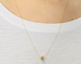 14kt Gold Round Beads / Gold Bead Necklace / Minimalist Necklace / 5mm ...