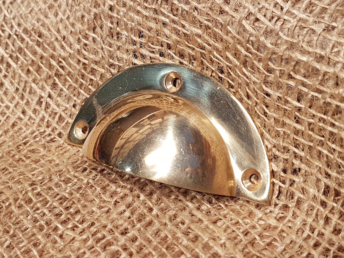Solid Brass Polished Basic Design Cup Pull Handle - Etsy