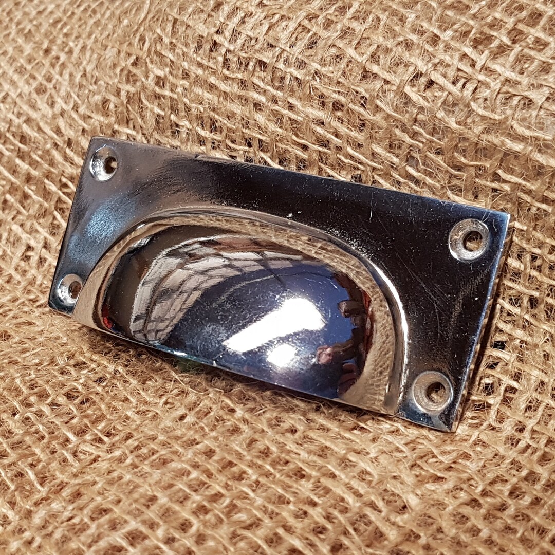 Square Cupped Design Handle Polished Chrome - Etsy