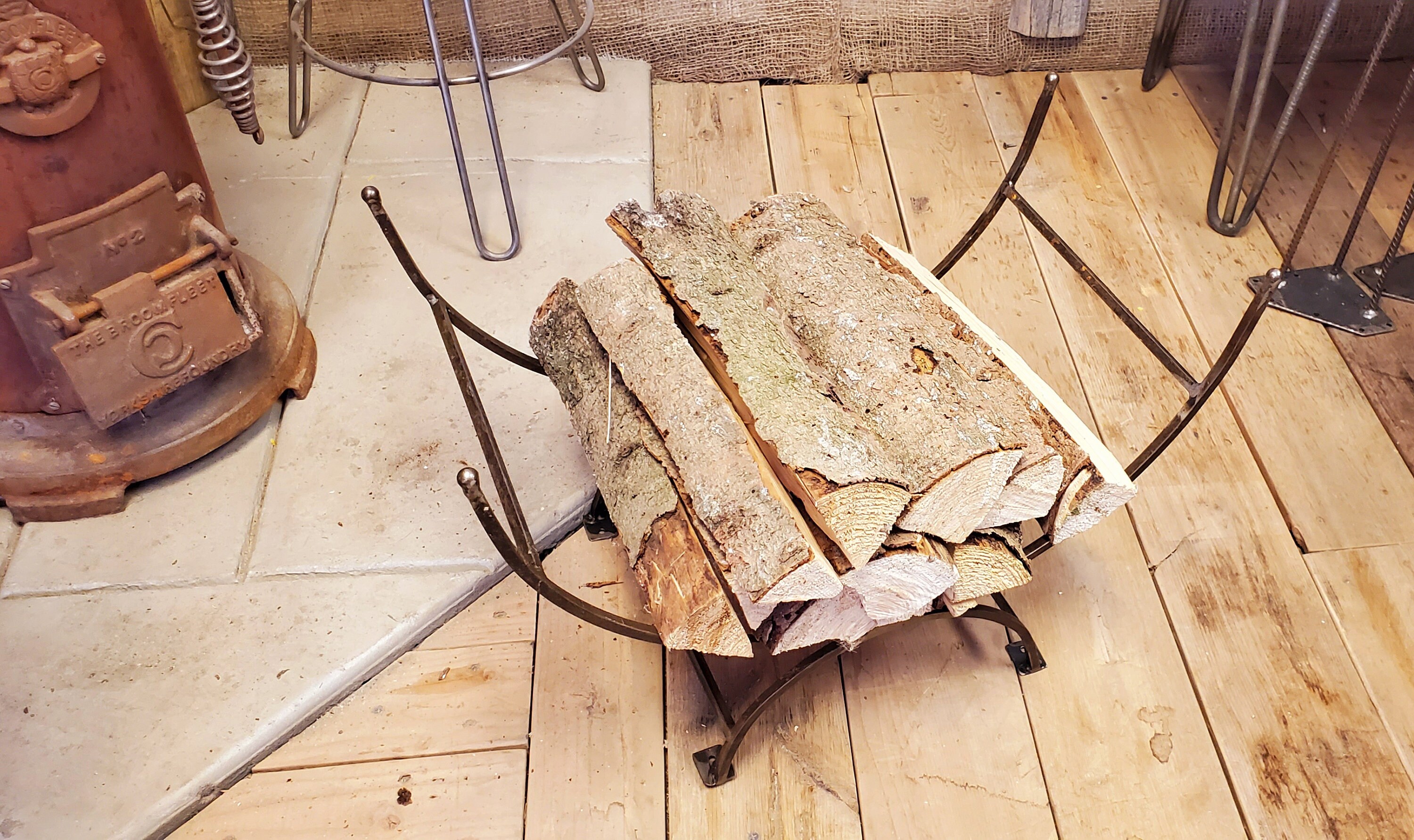 Log Holder Small Antique Iron Rustic | Etsy