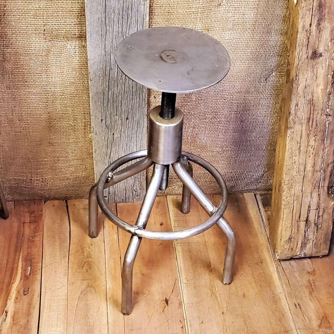 The Henderson - Industrial Tubular Steel Adjustable Height Stool (no ...
