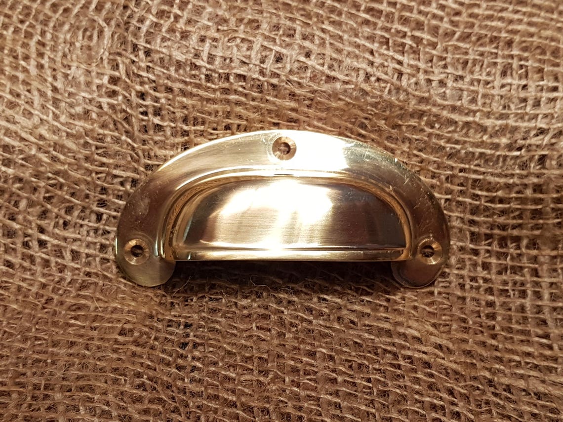Round Lipped Cup Handle Solid Polished Brass - Etsy