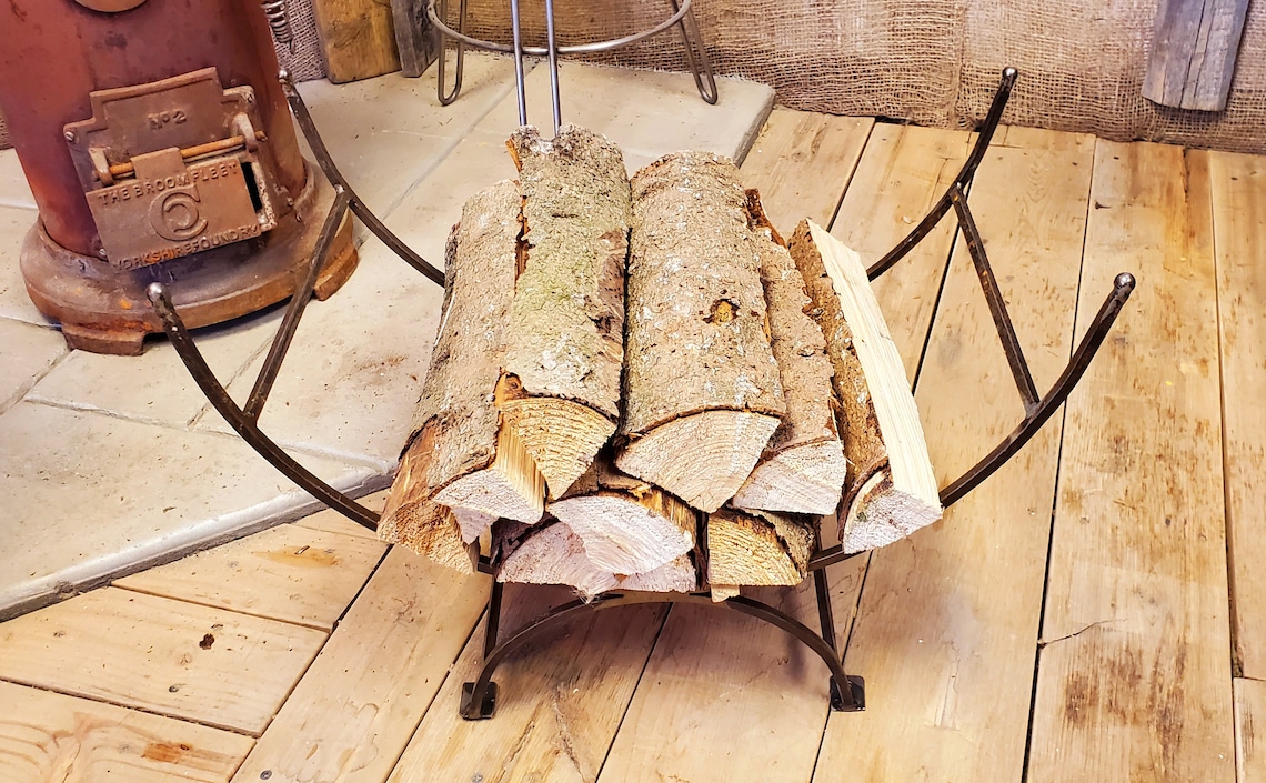 Log Holder Small Antique Iron Rustic - Etsy