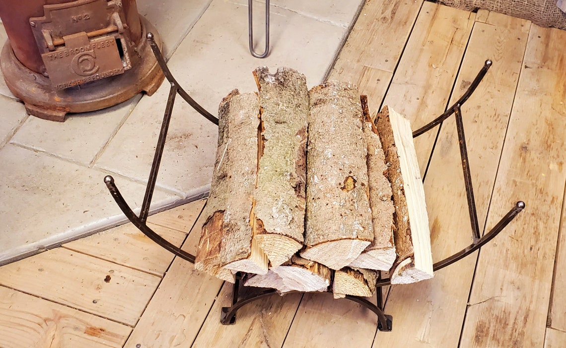 Log Holder Small Antique Iron Rustic | Etsy