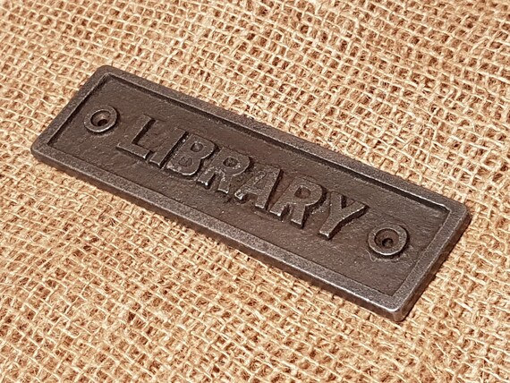 Antique iron Library plaque Storage & Organization Hooks & Fixtures ...