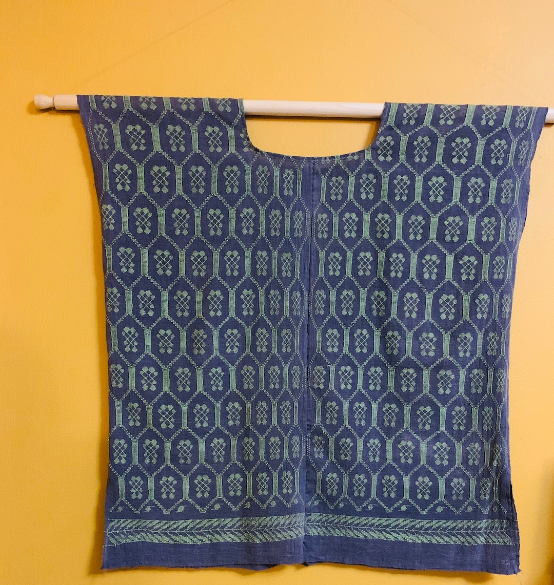 Woven Cotton Huipil Tunic: Gray Pik'bil, Boho Style - Etsy