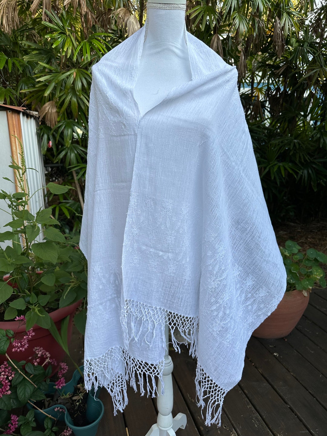 Chalina Blanca/long Shawl/gift Shawl/woman Shawl/textiles Shawl/loomed ...