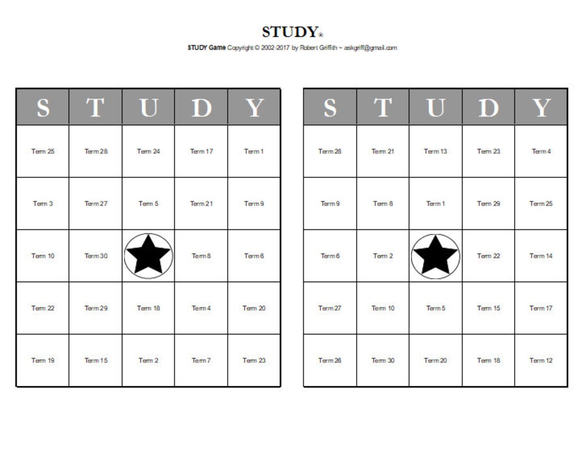 Study Bingo: Microsoft Excel Random Bingo Card Maker (32 Cards) - Etsy