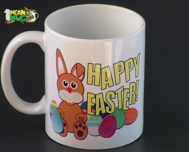 Easter Coffee Mug Happy Easter Bunny and Chicks With Basket - Etsy