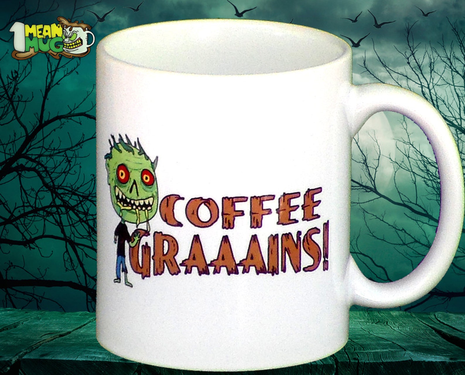 Zombie Coffee Graaains 11 Oz Coffee Mug Funny Halloween Zombie Coffee ...