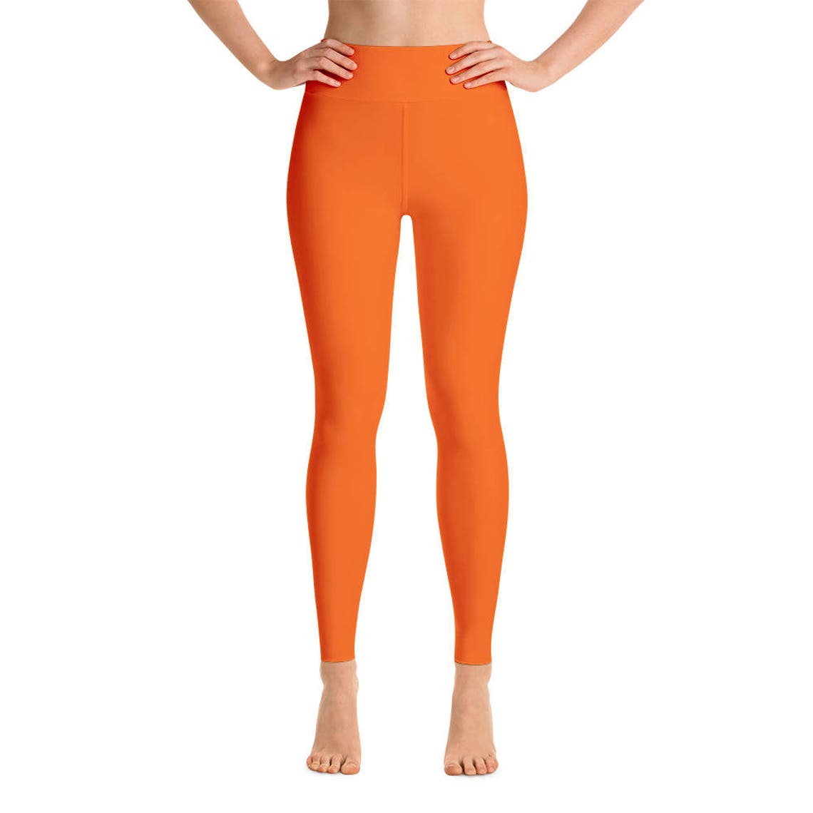 Solid Orange Yoga Leggingscapri Yoga Pants Sport Stretch Etsy