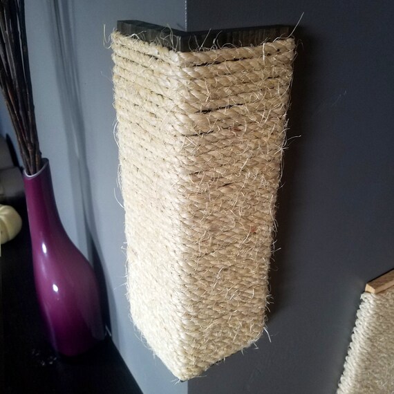 Wall Corner Cat Scratching Post 12 Inch Tall Stained Pine | Etsy