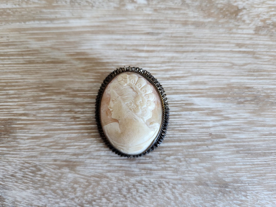 Antique French Shell Cameo Brooch Pendant: Victorian Era Jewelry - Etsy