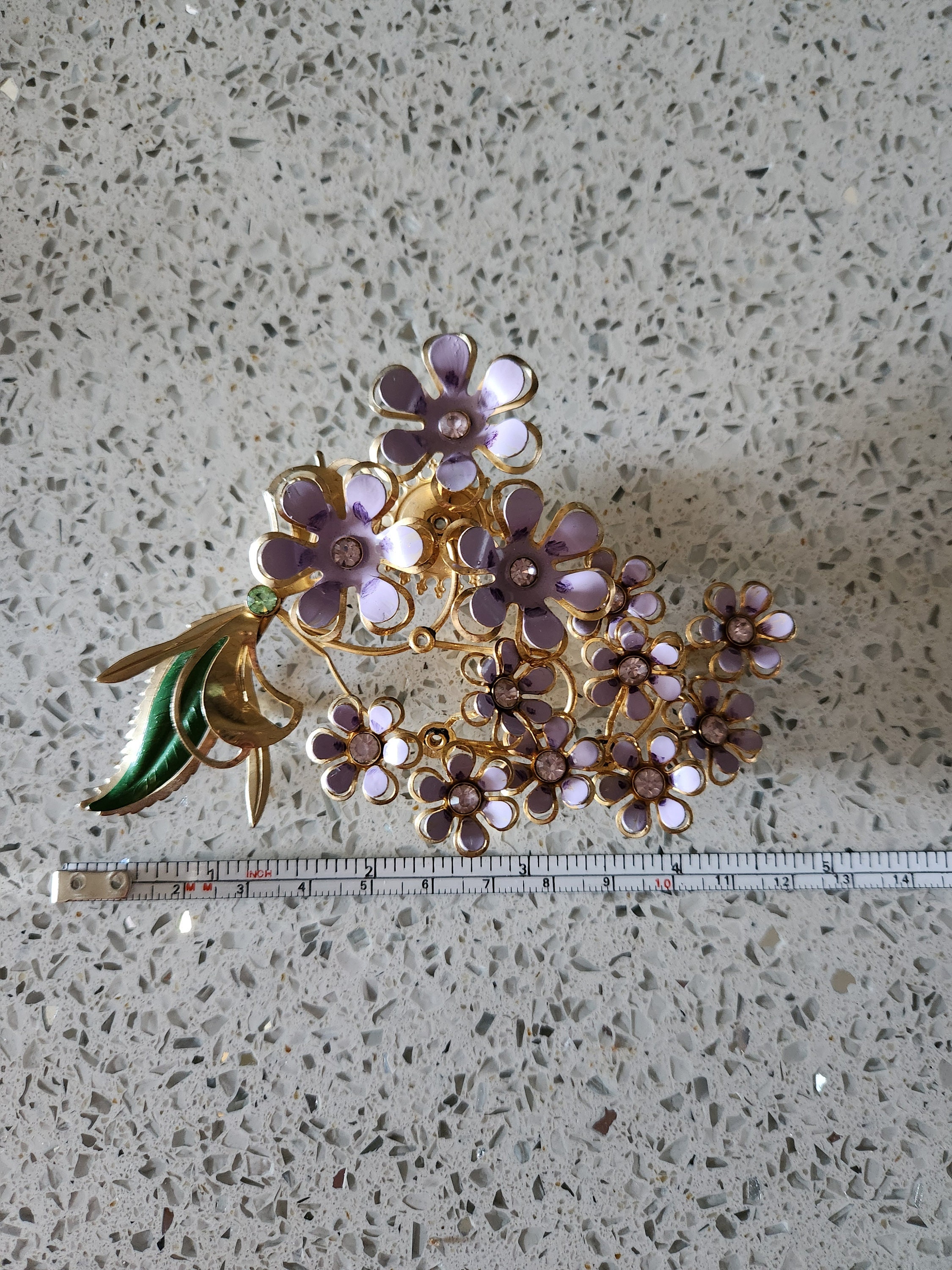 Vintage Suffragette Lilac Flower Brooch Large Statement Purple Floral ...