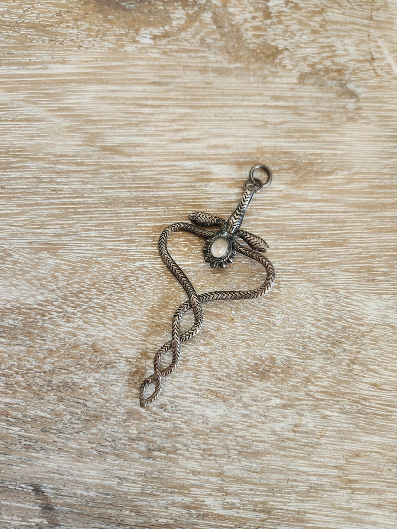 Antique Rare Art Nouveau Triple Snake Sterling Pendant With a Moonstone ...