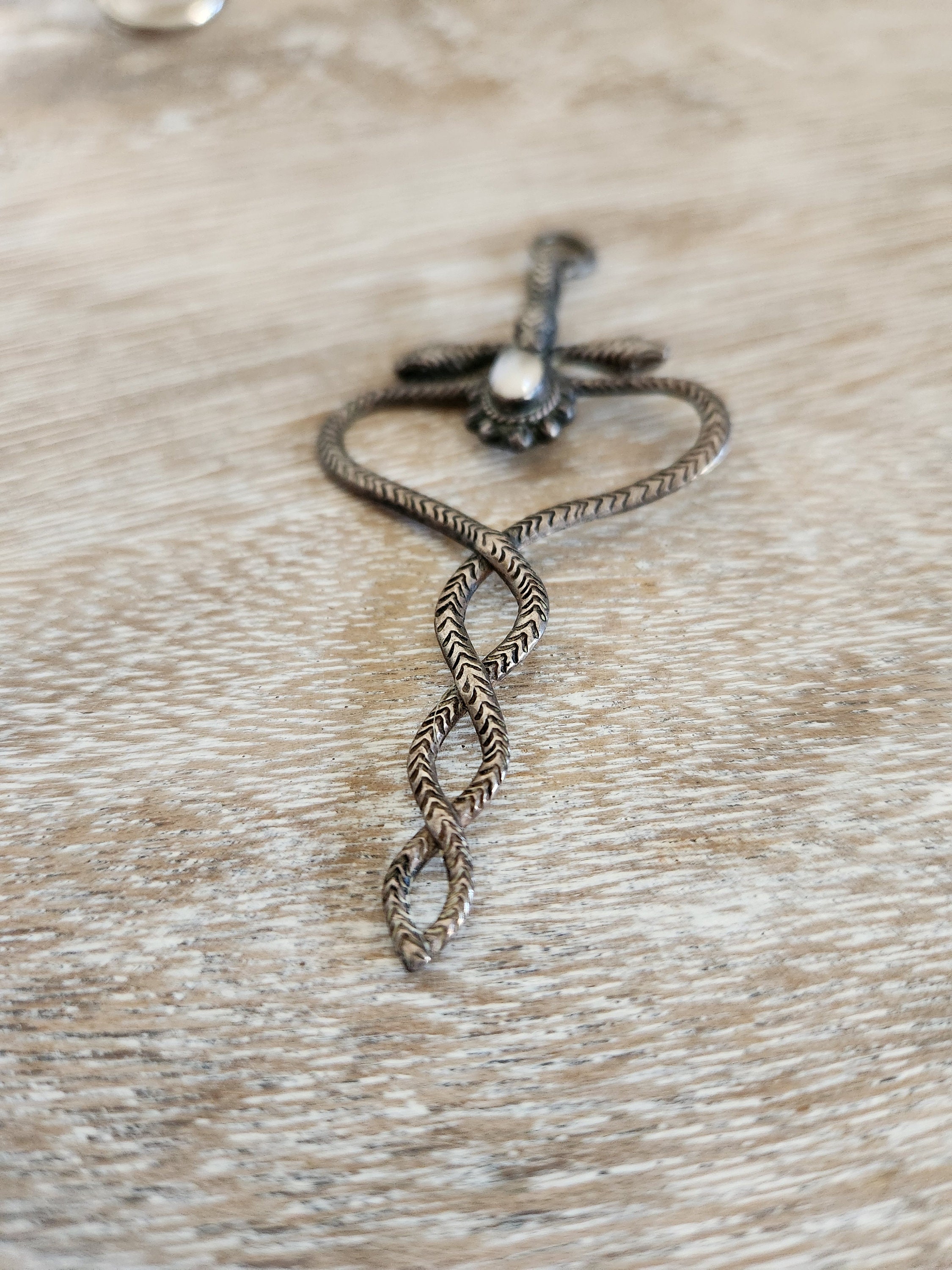 Antique Rare Art Nouveau Triple Snake Sterling Pendant With a Moonstone ...