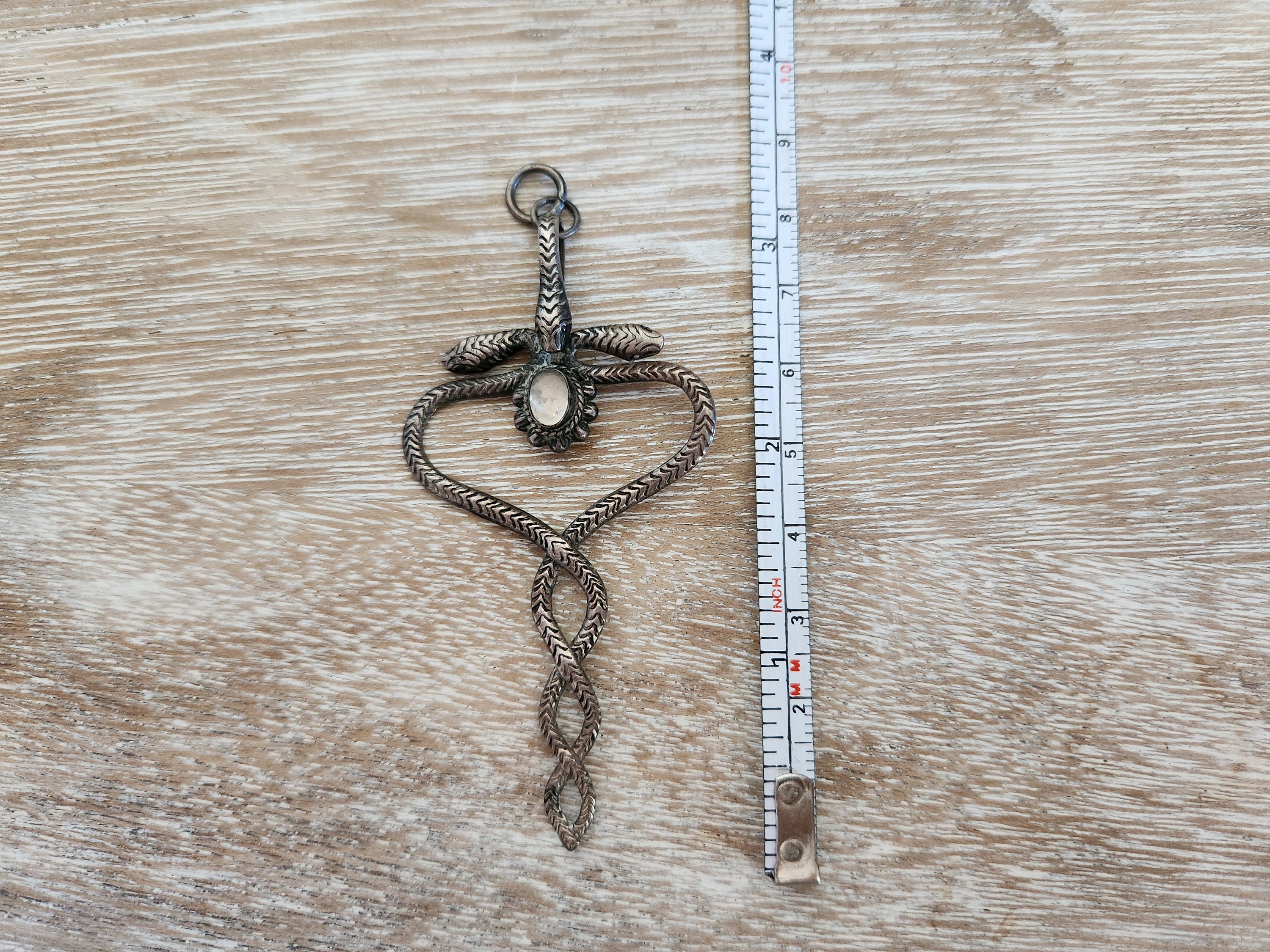 Antique Rare Art Nouveau Triple Snake Sterling Pendant With a Moonstone ...