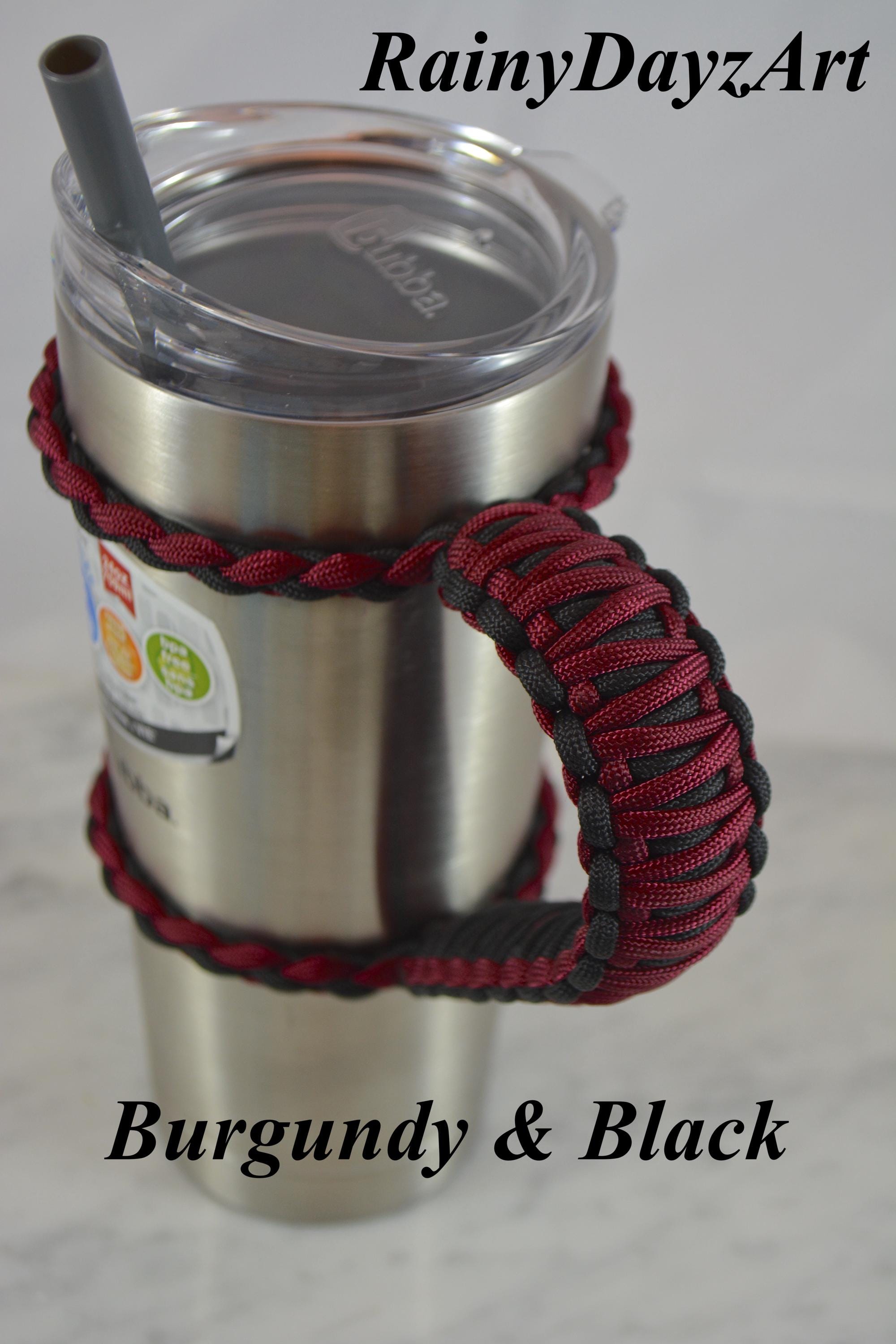 Burgundy & Black Paracord Tumbler Handle: 30 Oz Yeti, Ozark, Bubba Cup ...