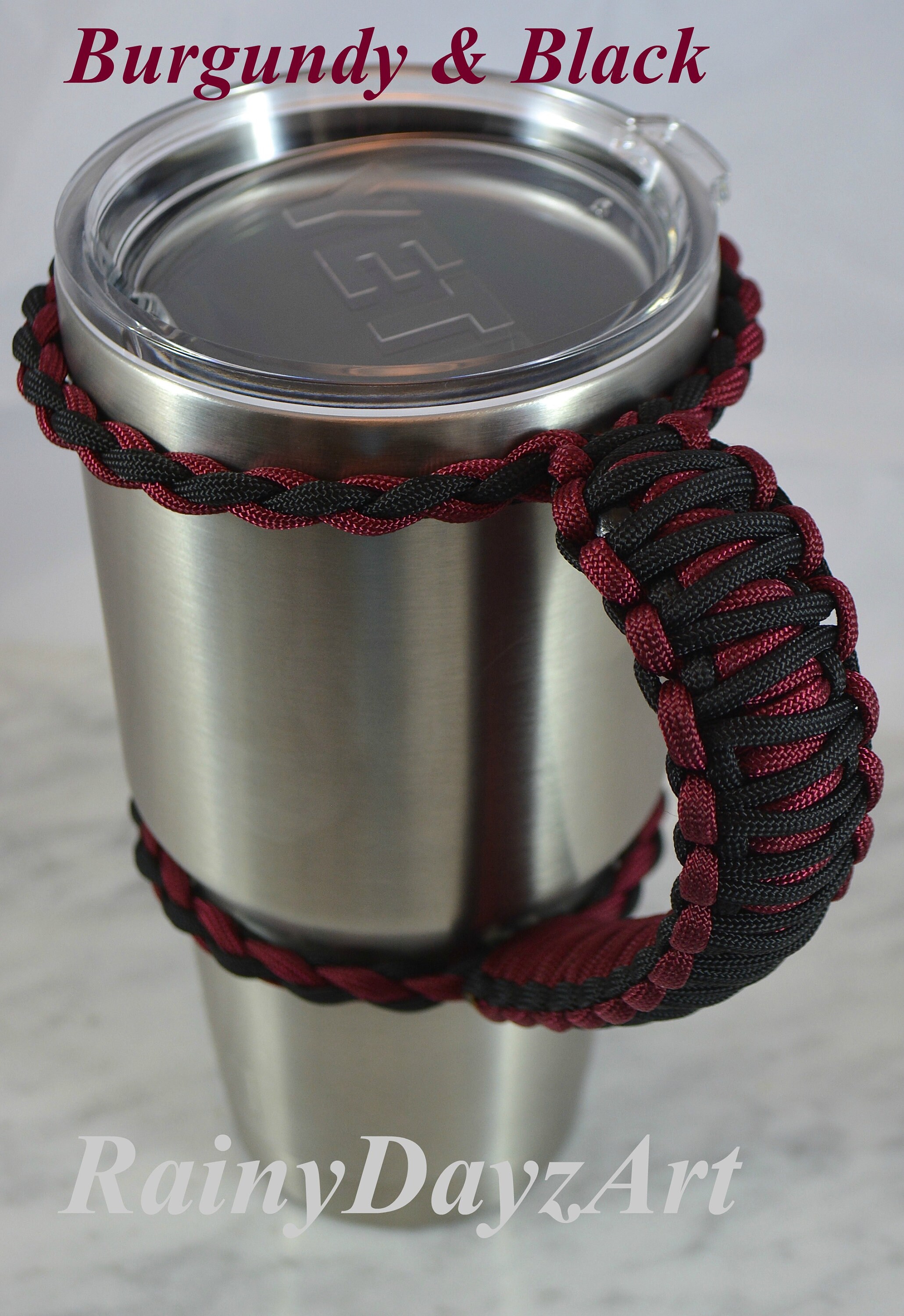 Burgundy & Black Paracord Tumbler Handle: 30 Oz Yeti, Ozark, Bubba Cup ...