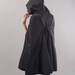 Black Hooded Cape Coat/Lined Hooded Cloak/Cape Coat/Cape | Etsy