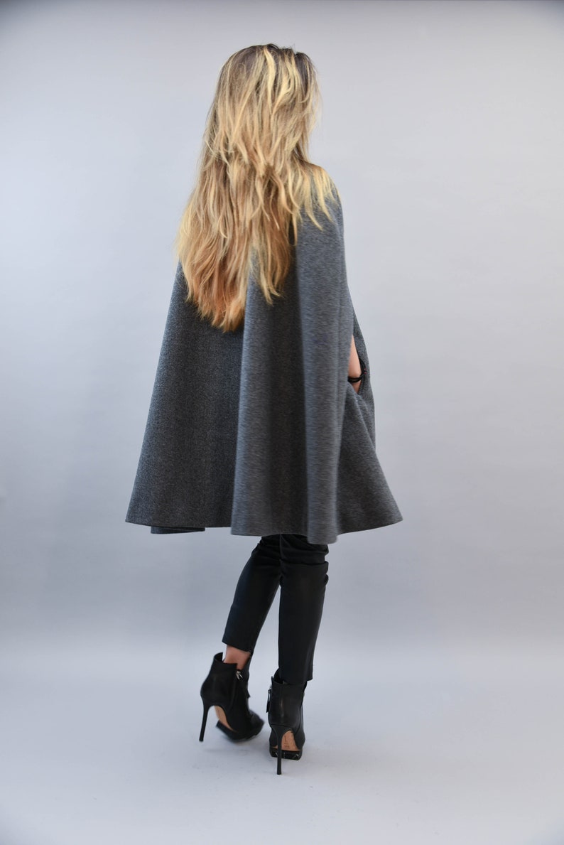 Grey Cape Coat/jacket for Women/grey Wool Cape/cape - Etsy