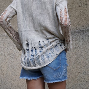 New/destroyed Sweater/distressed Sweater/asymmetrical Sweater/over ...