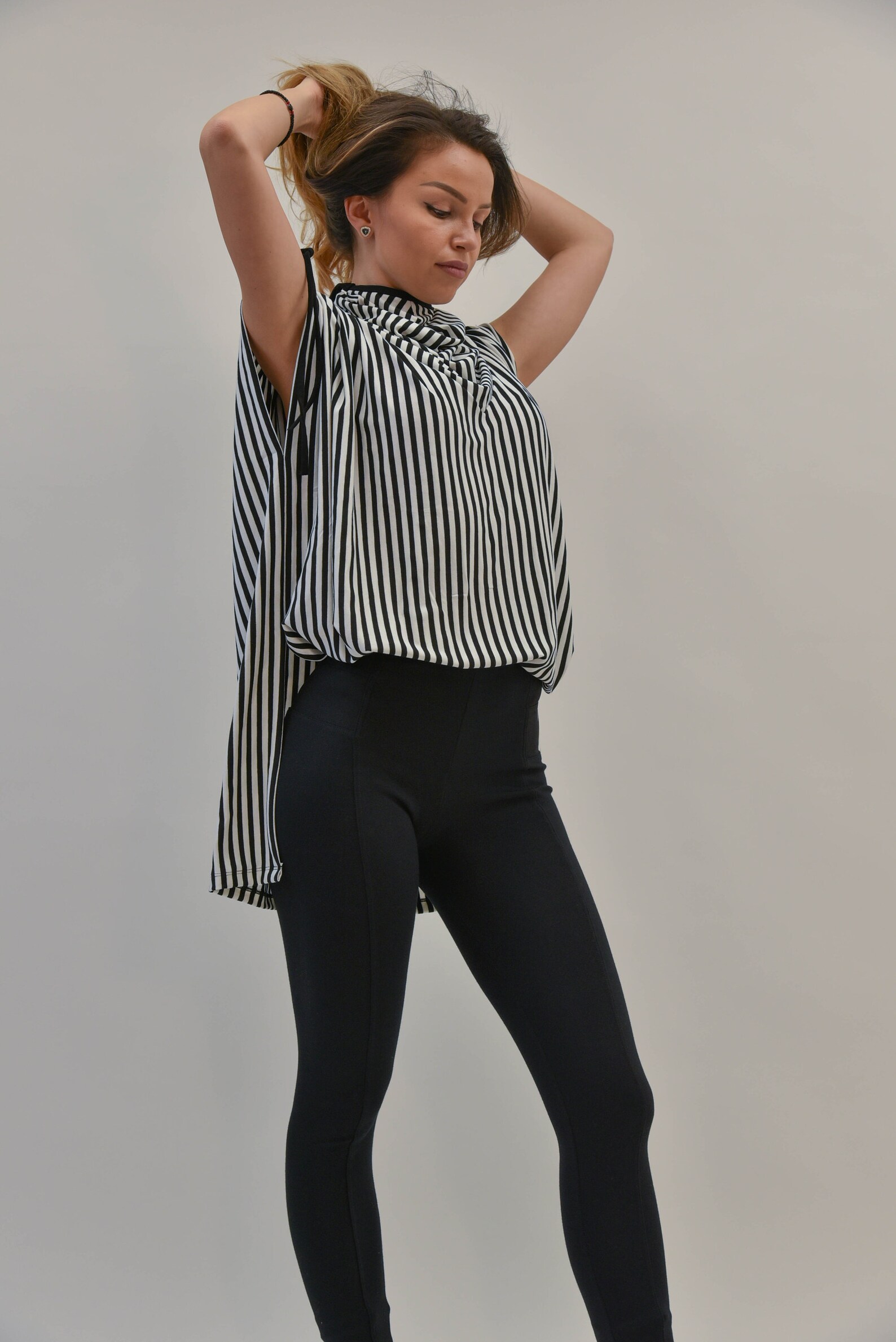 Stripe 2 in 1 Long Tunic Face Mask/shirt With Integrated | Etsy