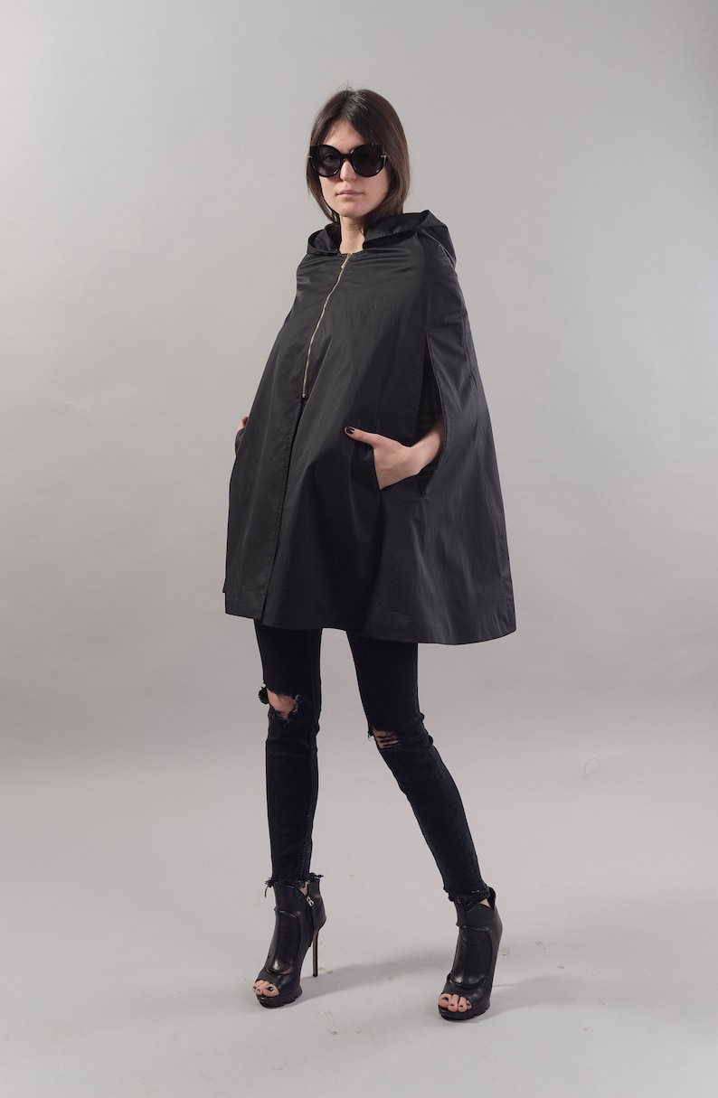 Black Cape Coat/black Jacket/cape Coat/cape Jacket/wrap - Etsy