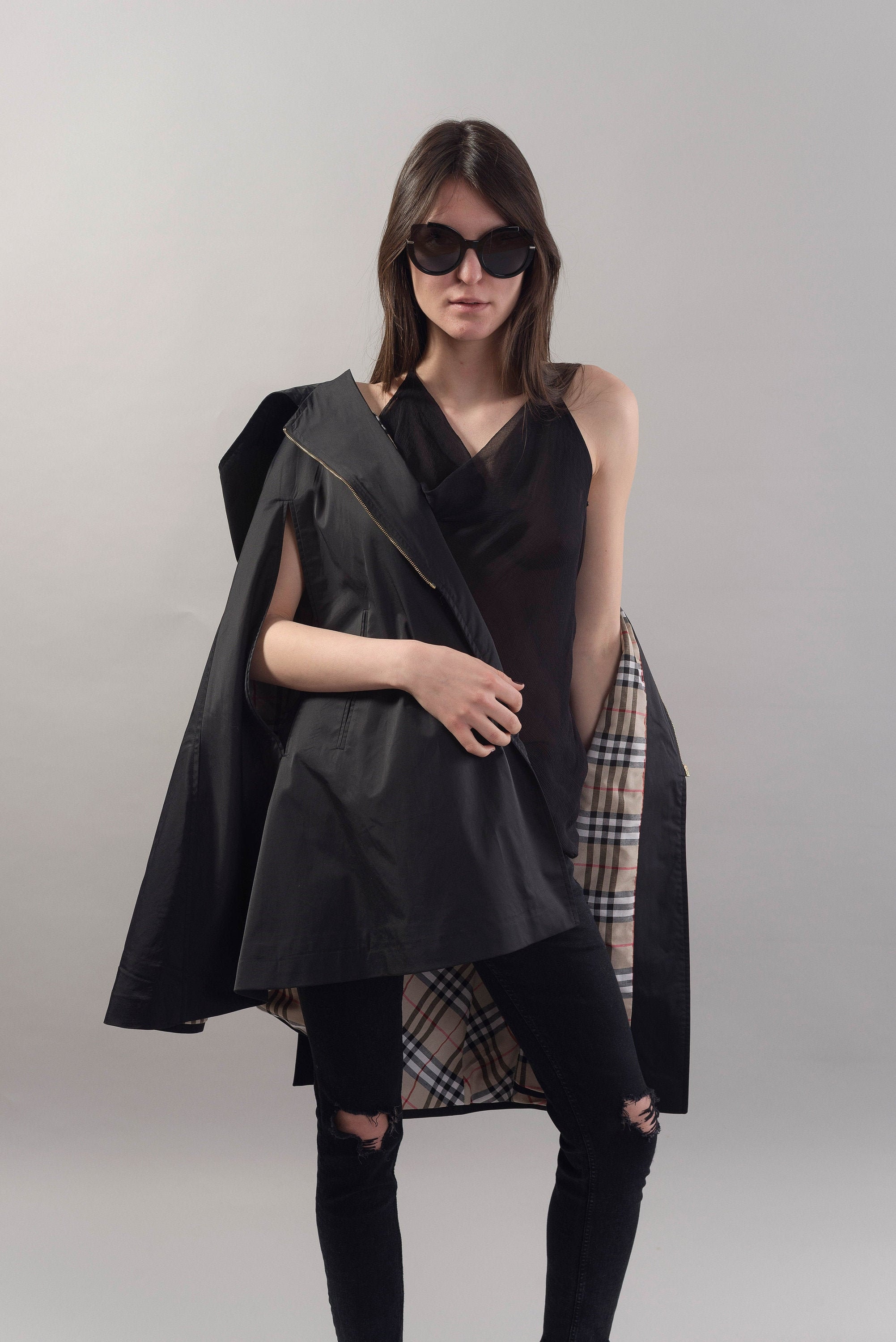 Black Hooded Cape Coat/Lined Hooded Cloak/Cape Coat/Cape | Etsy