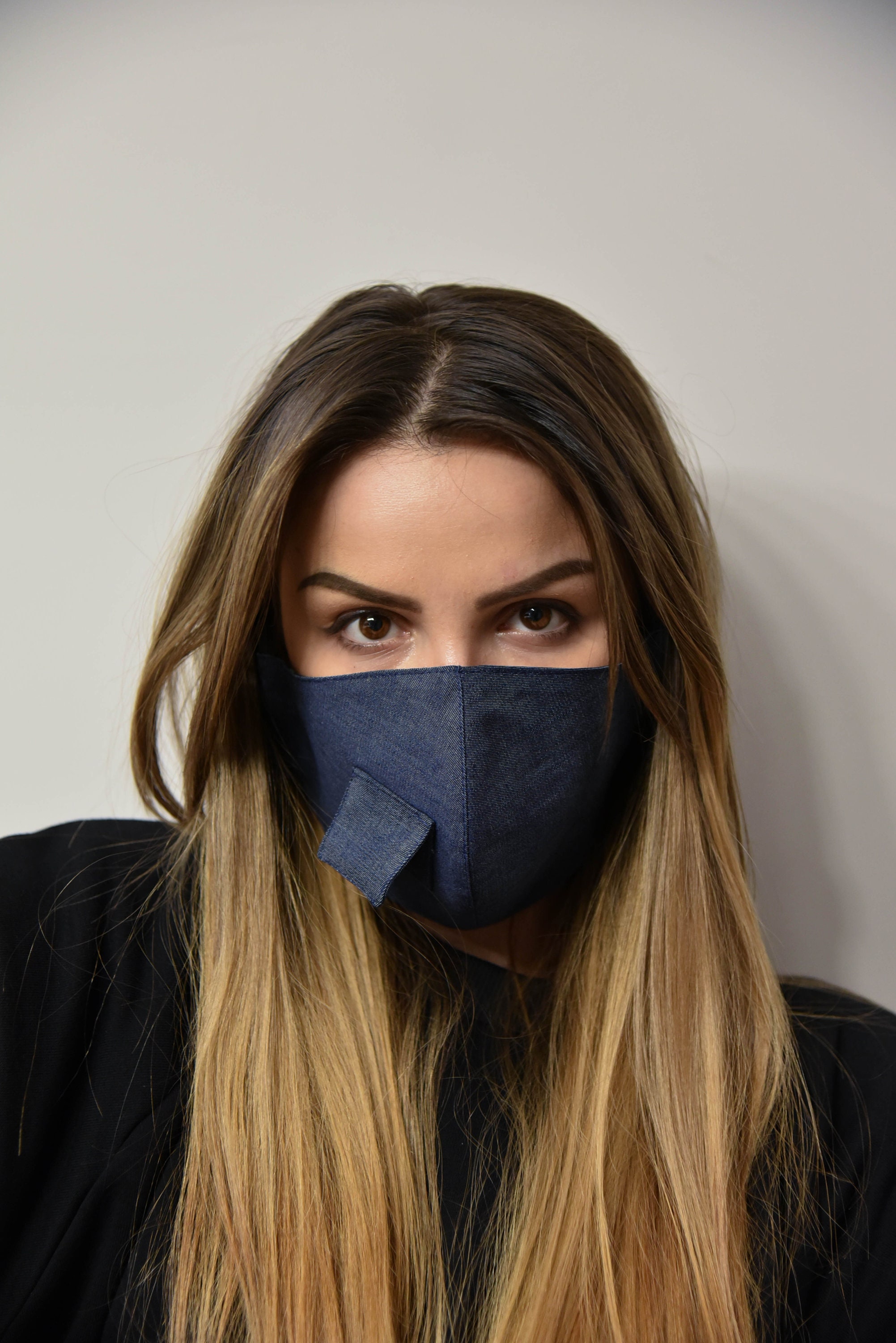 Blue Face Mask with Slit/Face Mask with Opening/Washable | Etsy