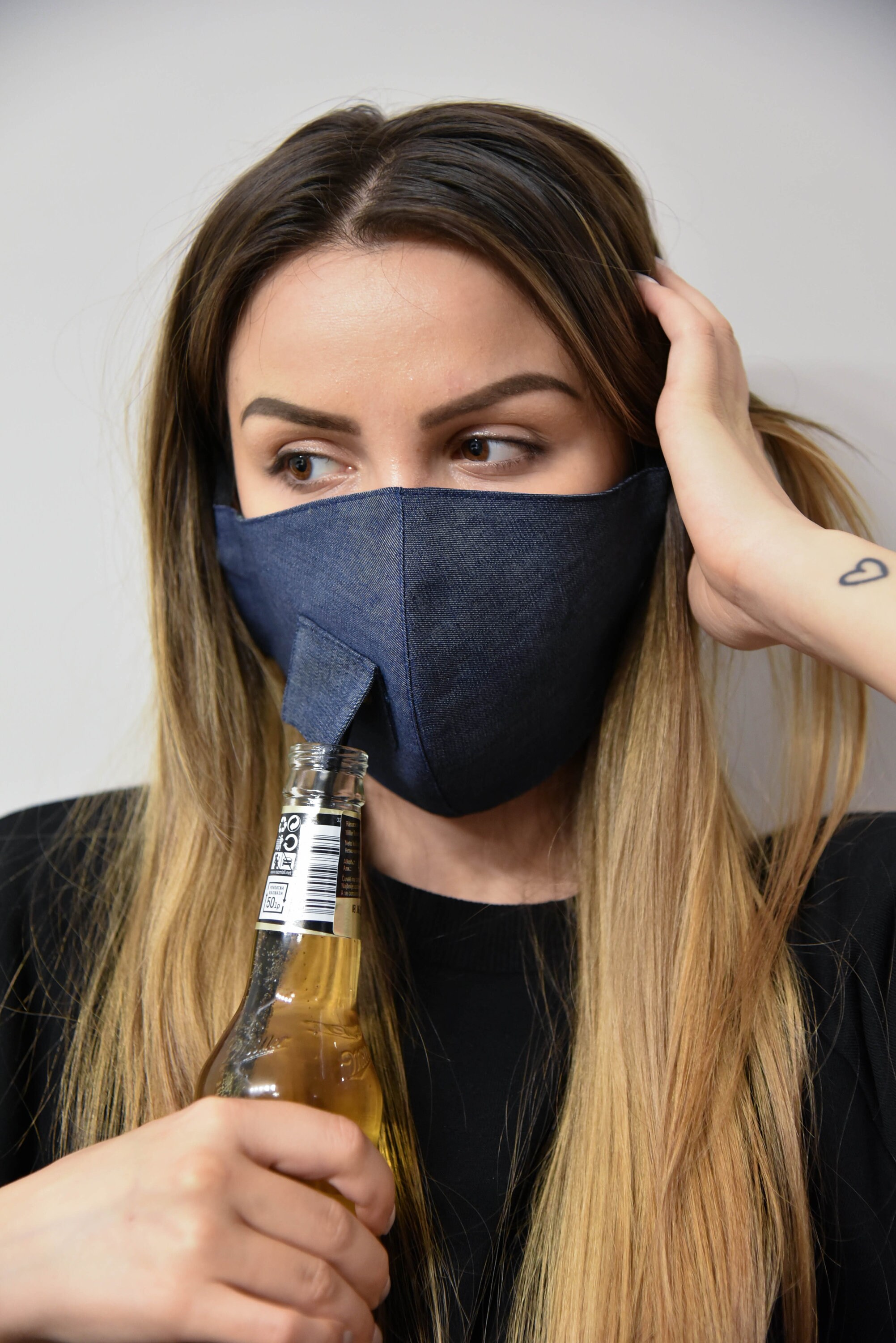 Blue Face Mask with Slit/Face Mask with Opening/Washable | Etsy