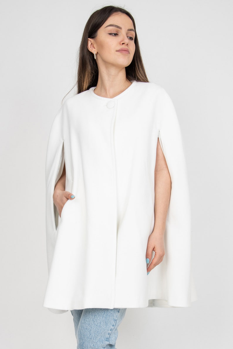 White Winter Cape Coat/jacket for Women/wool Cape Jacket/fashion Cape ...