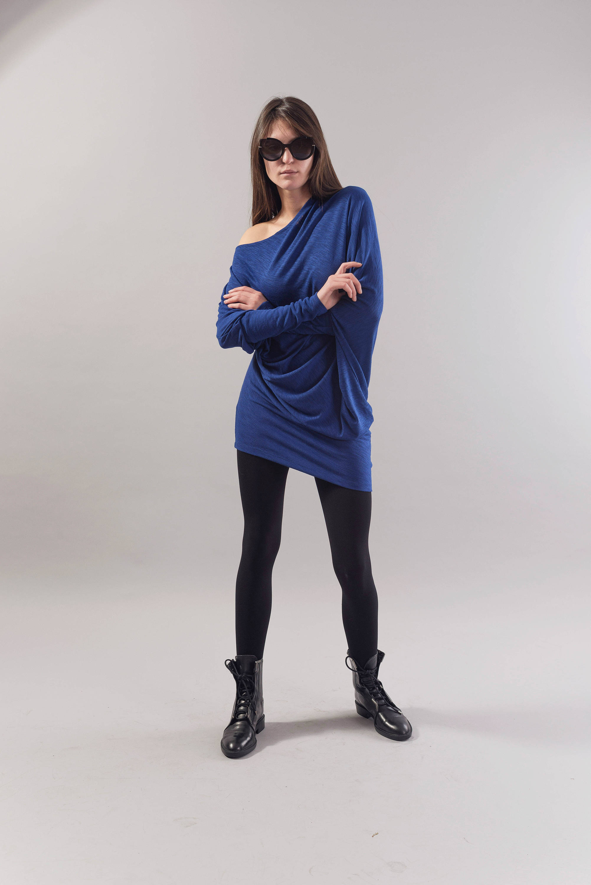 Loose Blue Blouse/knitwear/oversize Top/light Knit Sweater/extra Long ...