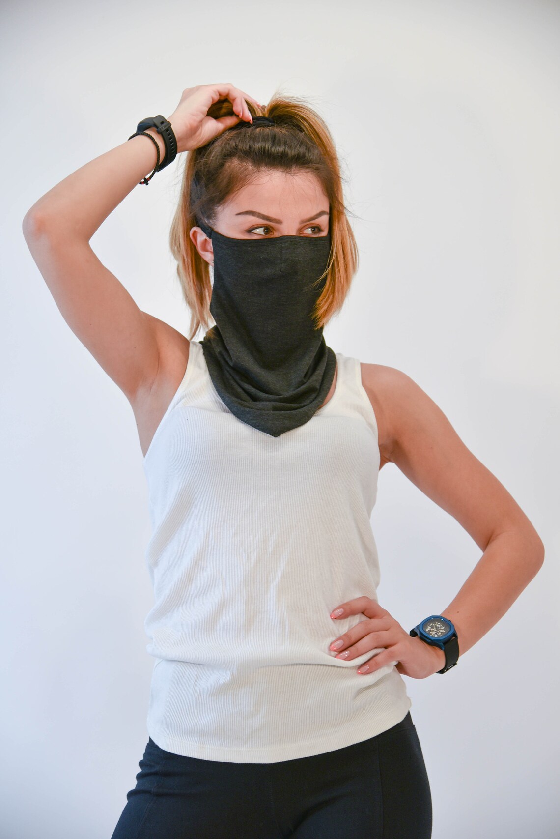 Gray Long Face Mask/activity Accessory/washable Mask/reusable Washable ...