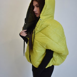 Yellow Quilted Jacket/windproof Jacket/yellow Warm Jacket/double Sided ...