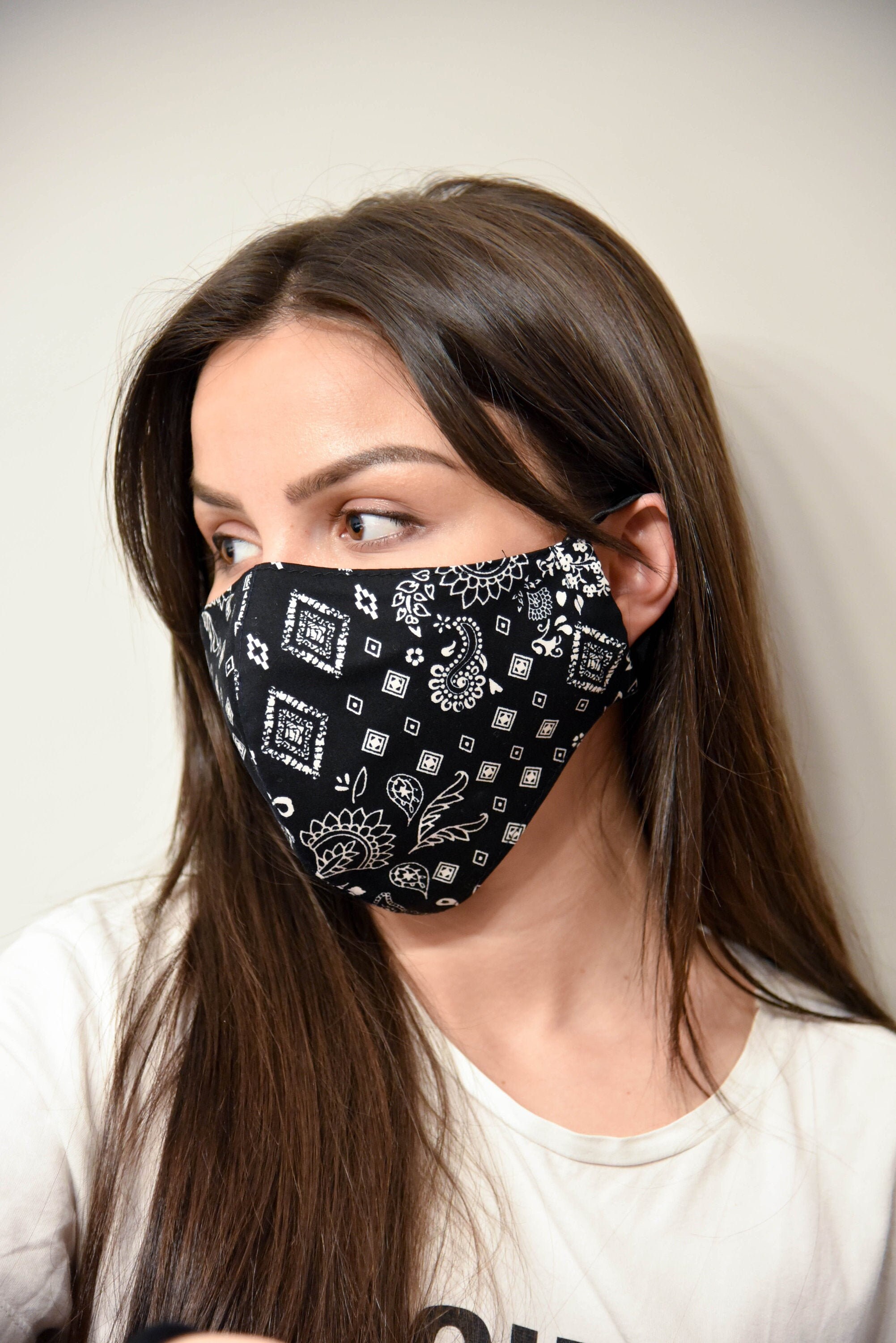 Black-White Face Mask with Filter/Activity Accessory/Washable | Etsy