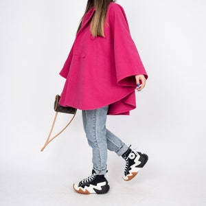 Winter Cape Coat/pink Wool Vest/wool Cape/cape Jacket/fashion Cape Coat ...