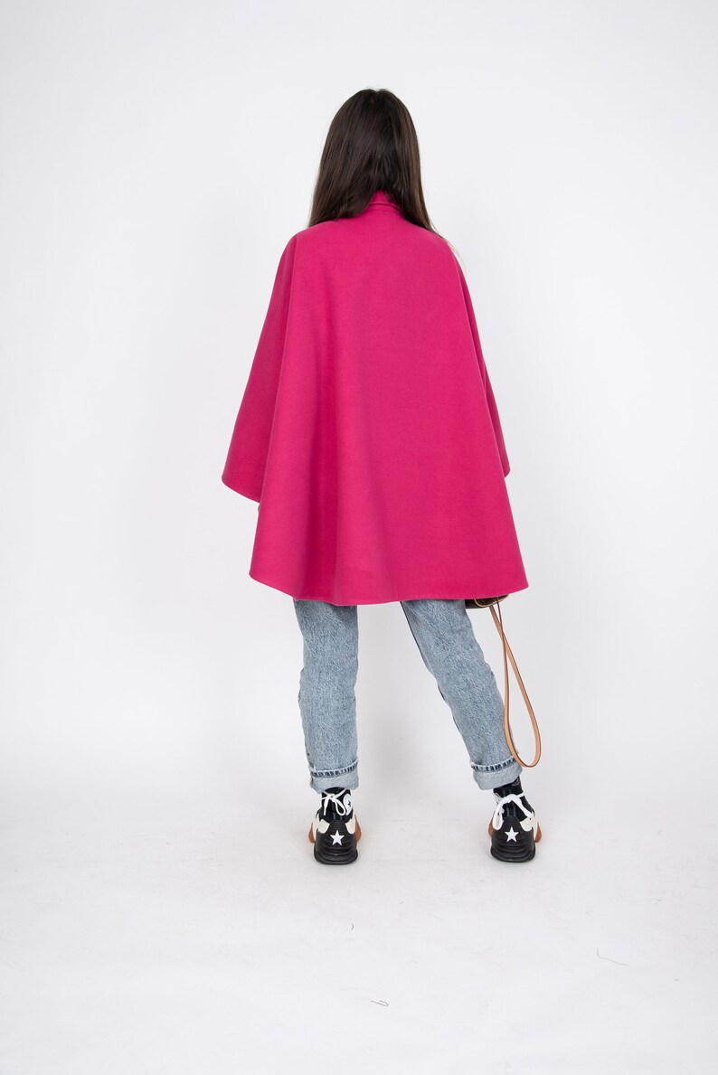 Winter Cape Coat/pink Wool Vest/wool Cape/cape Jacket/fashion Cape Coat ...