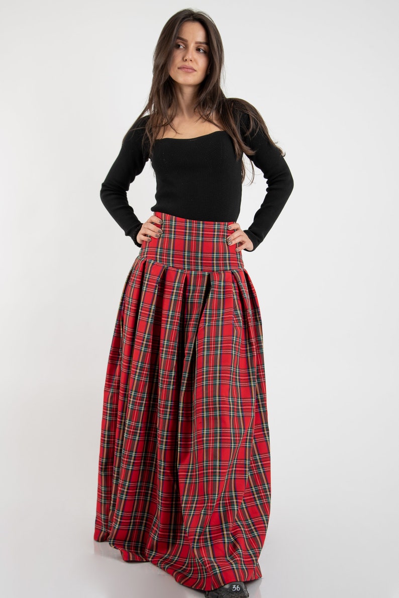 Lovely Checked Long Maxi Skirt/high or Low Waist Skirt/long - Etsy