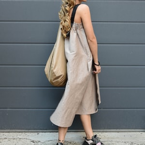 Overlapping Linen Dress/Asymmetrical Dress/Casual Linen | Etsy