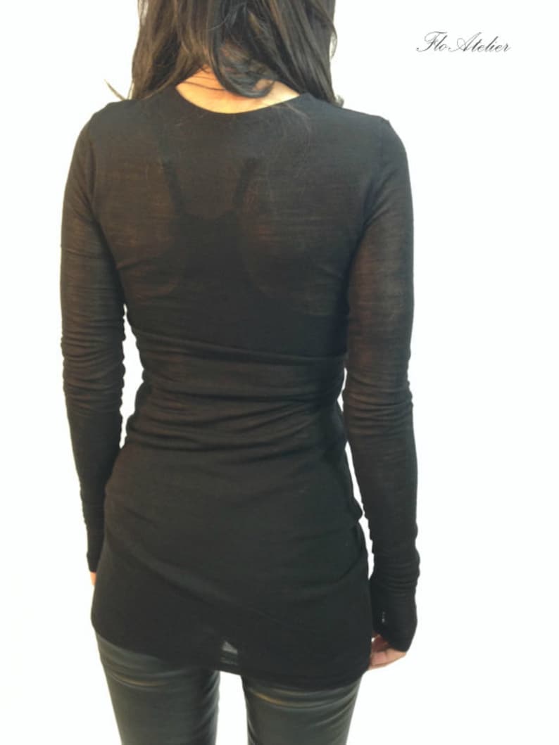 Black Long Sleeve Tunic Top,/women's Casual Blouse/long Sleeves Dressy ...