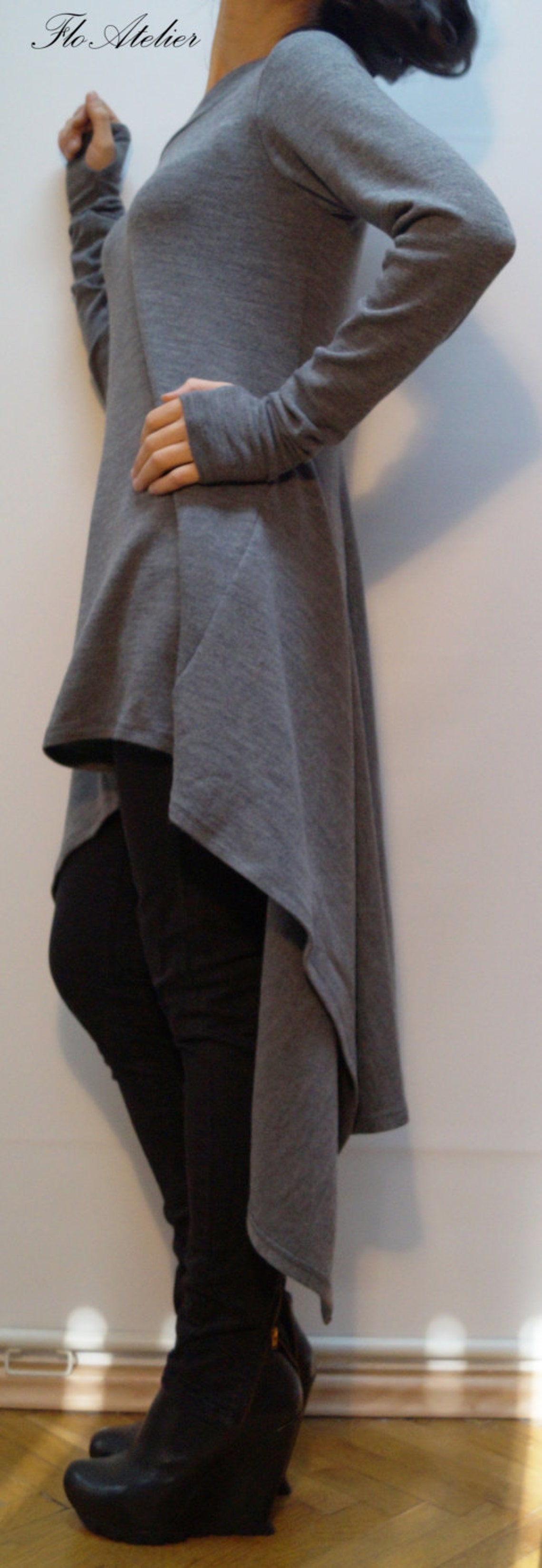 Grey Asymmetrical Sweater/cozy Sweater/ Sweater Dress/knit - Etsy