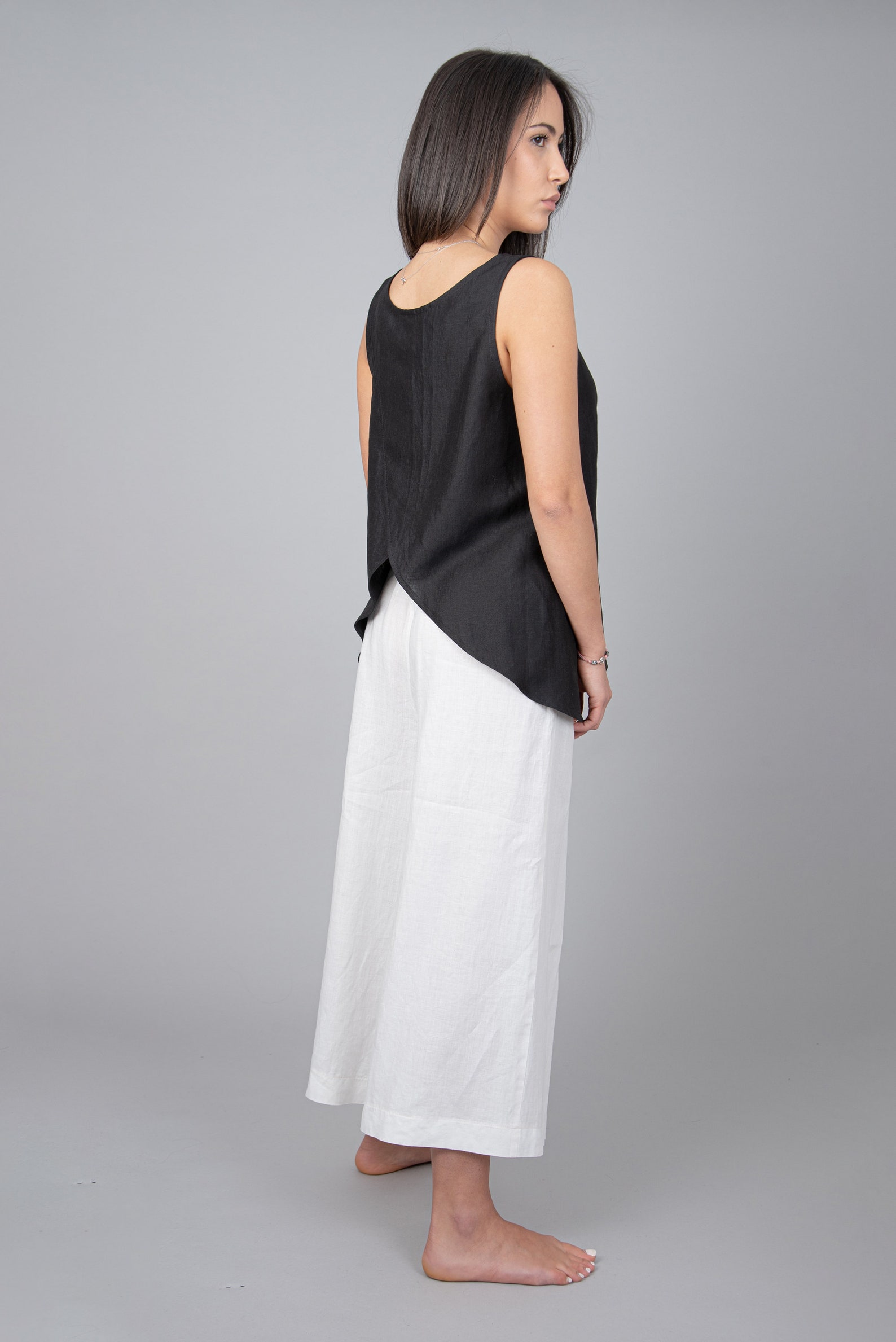 Linen Tank Top/linen Basic Top/linen Asymmetric Tank Top/linen - Etsy