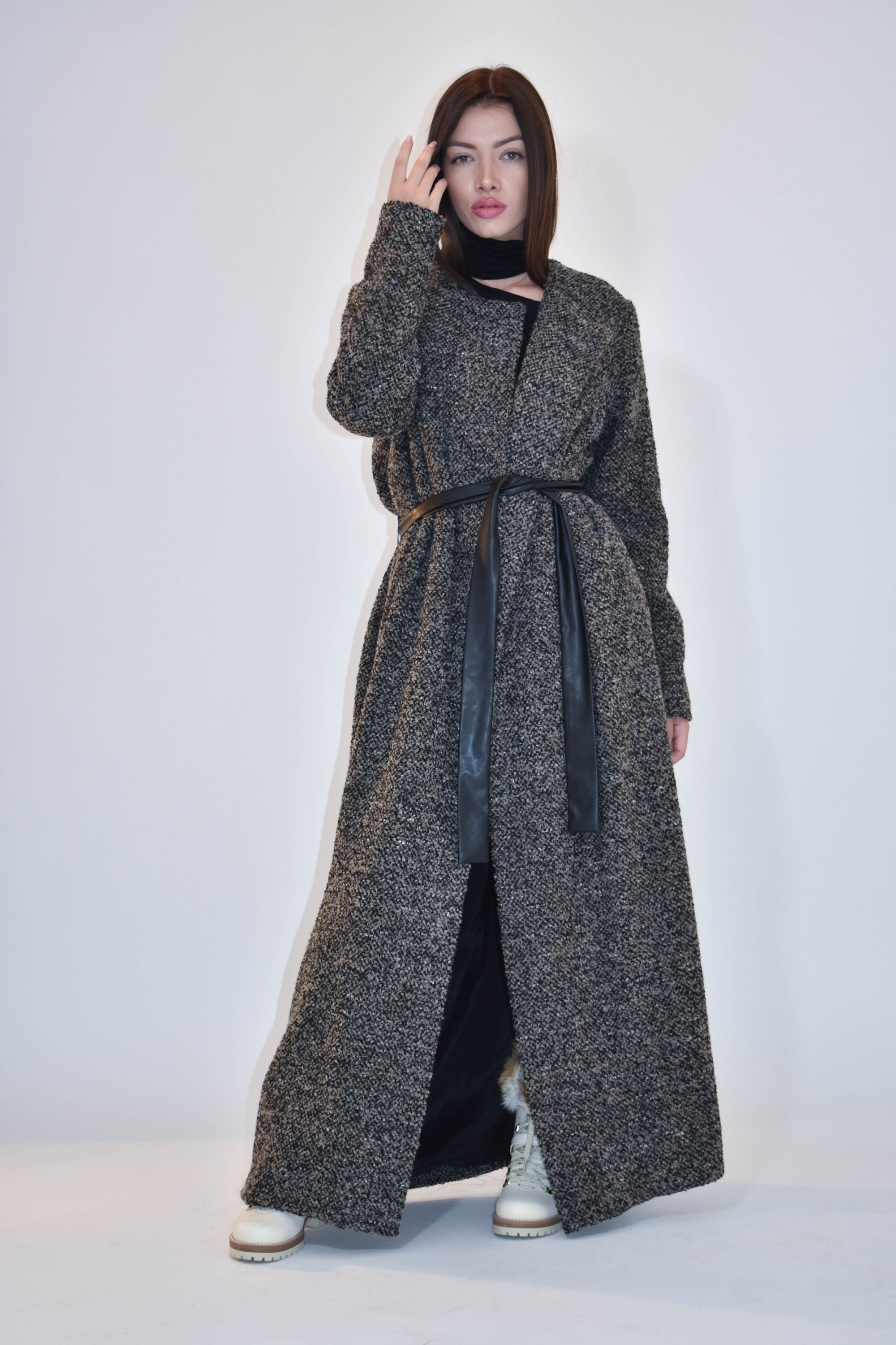 Wool Cardigan/draped Cardigan/long Cardigan/lined Long-line Cardigan ...