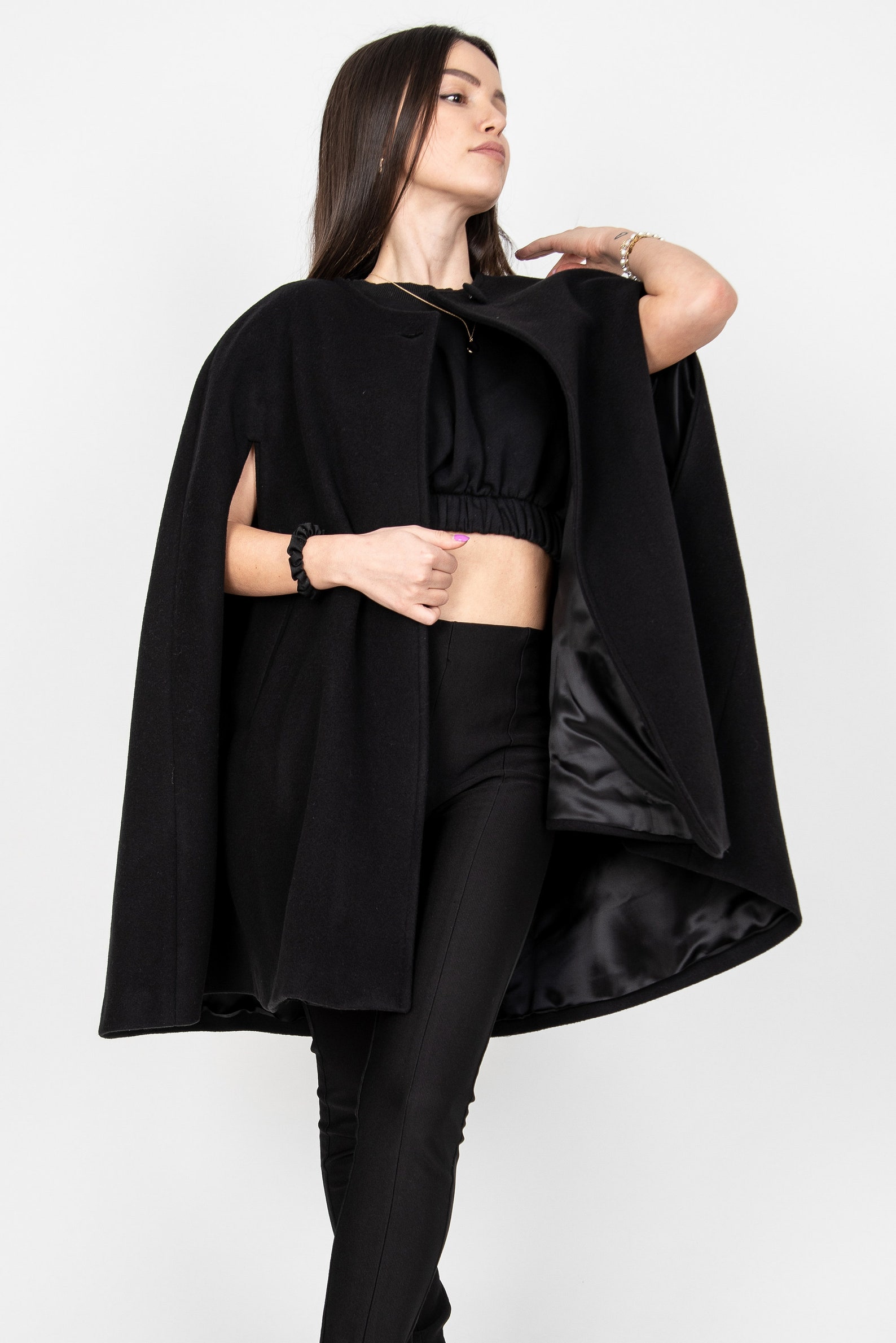 Black Winter Cape Coat/jacket for Women/wool Cape Jacket/fashion Cape ...